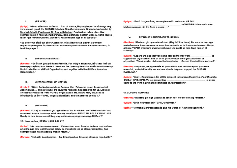 PROGRAM SCRIPT | PDF PROGRAM SCRIPT | PDF