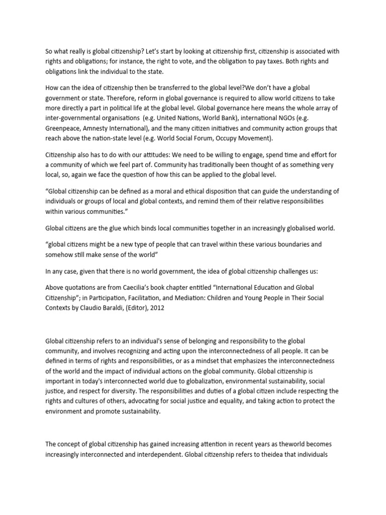 Understanding Global Citizenship Concepts | PDF | Citizenship | Community