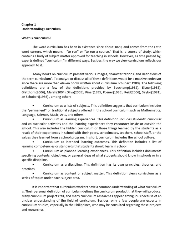 Chapter 1 PED 9 | PDF | Curriculum | Learning
