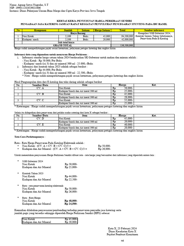 Lampiran 05 - Form Harga Perkiraan Sendiri Jasa Katering | PDF