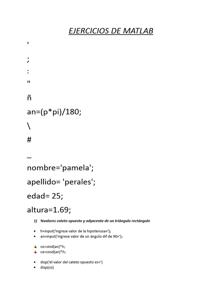 Ejercicios de Matlab | PDF