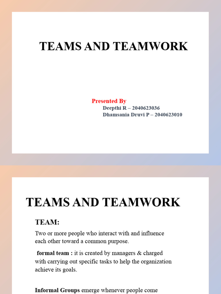 18 Teams and Teamwork | PDF | Group Cohesiveness | Psychology
