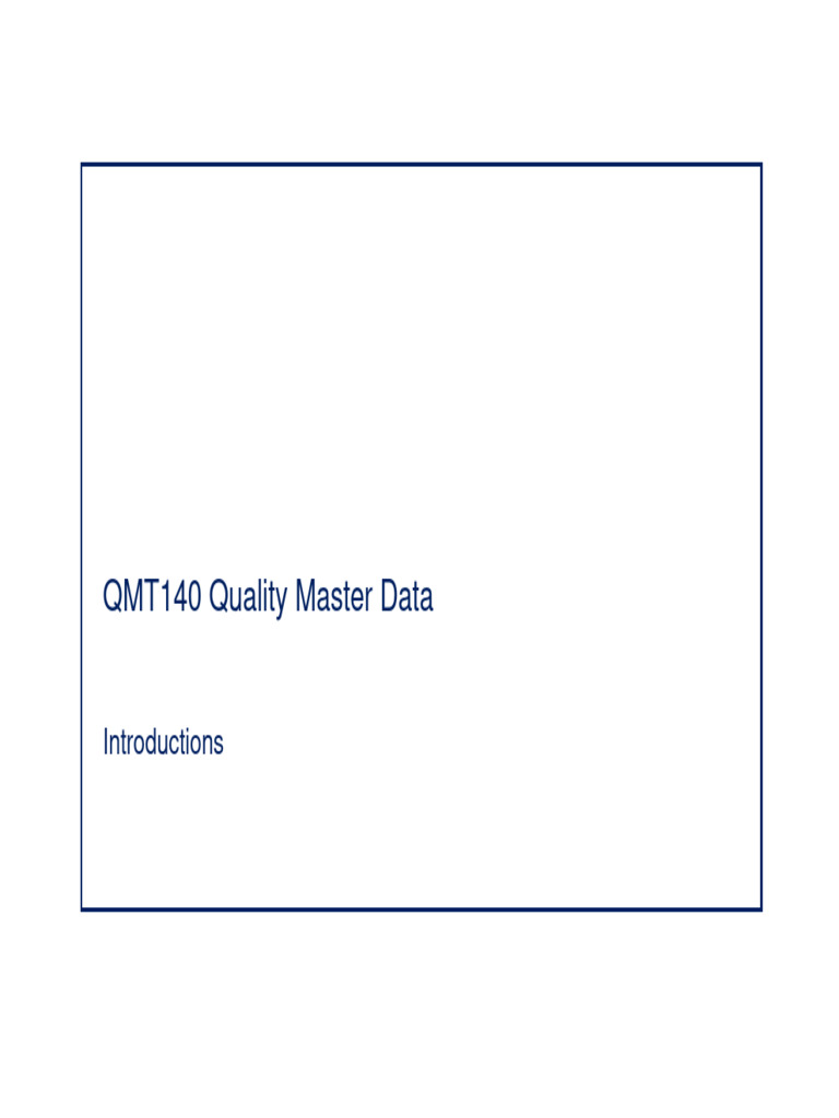 SAP QM Master Data | PDF