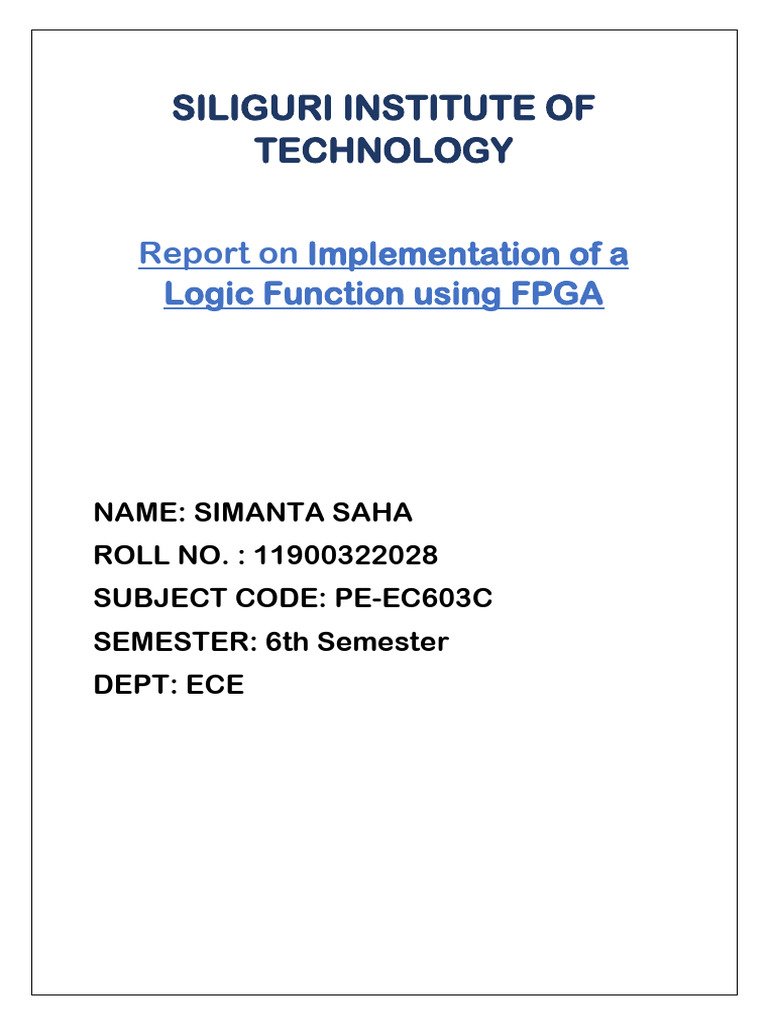 Vlsi 11900322028 Simanta Saha | Download Free PDF | Field Programmable Gate Array | Hardware ...