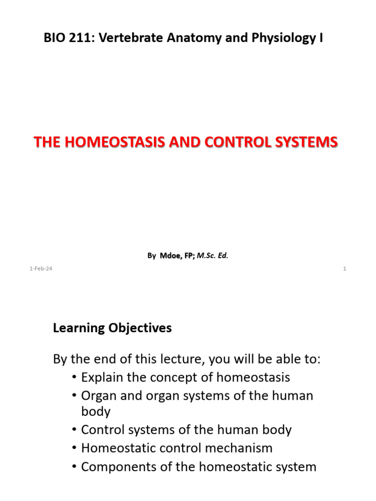 Bio 211 - Lecture - Homeostasis | PDF | Homeostasis | Thermoregulation
