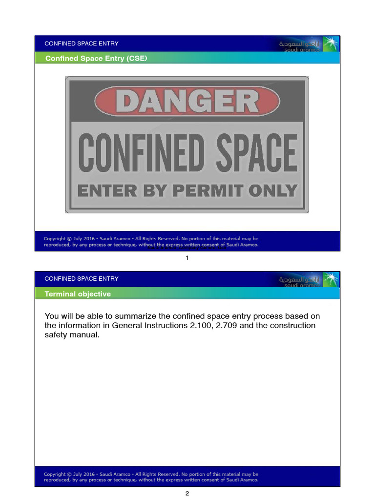 Confined Space Entry (CSE) | Download Free PDF | Safety | Occupational ...