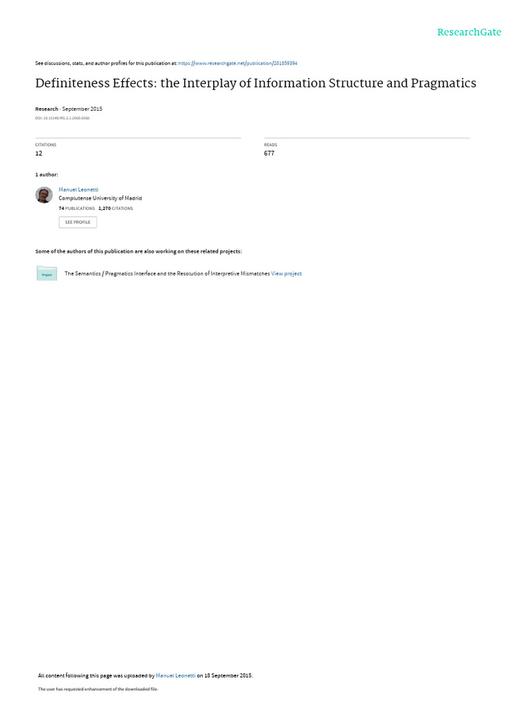 Leonetti (2016) - Information Structure | PDF | Syntax | Predicate (Grammar)