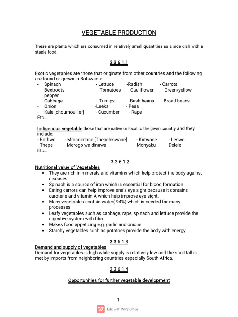 Vegetable Production | Download Free PDF | Vegetables | Plants