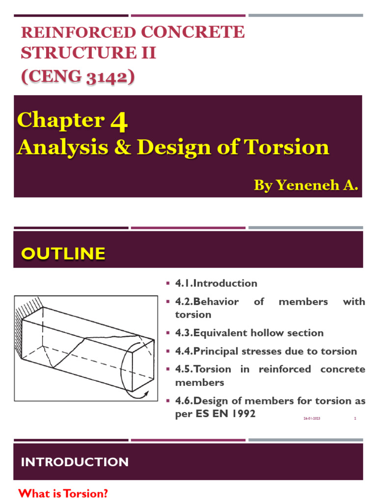 Chap.4.torsion Design | PDF | Beam (Structure) | Stress (Mechanics)