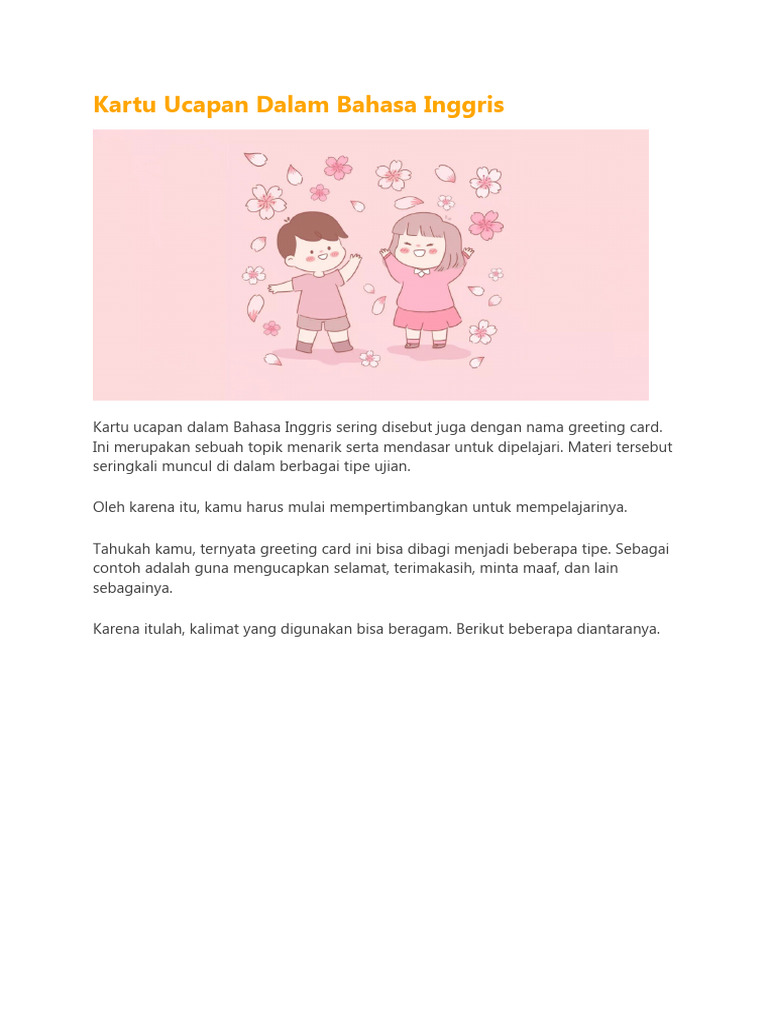 Contoh Greeting Card | PDF | Seni & Disiplin Bahasa