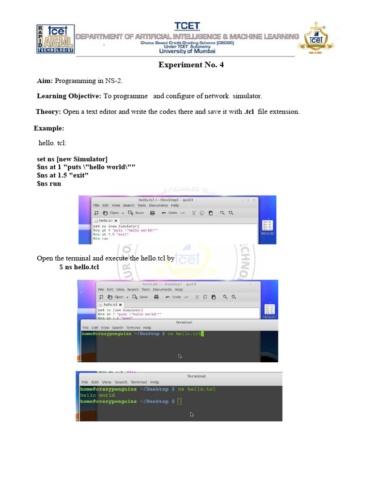 NS-2 Programming Tutorial with TCL | PDF