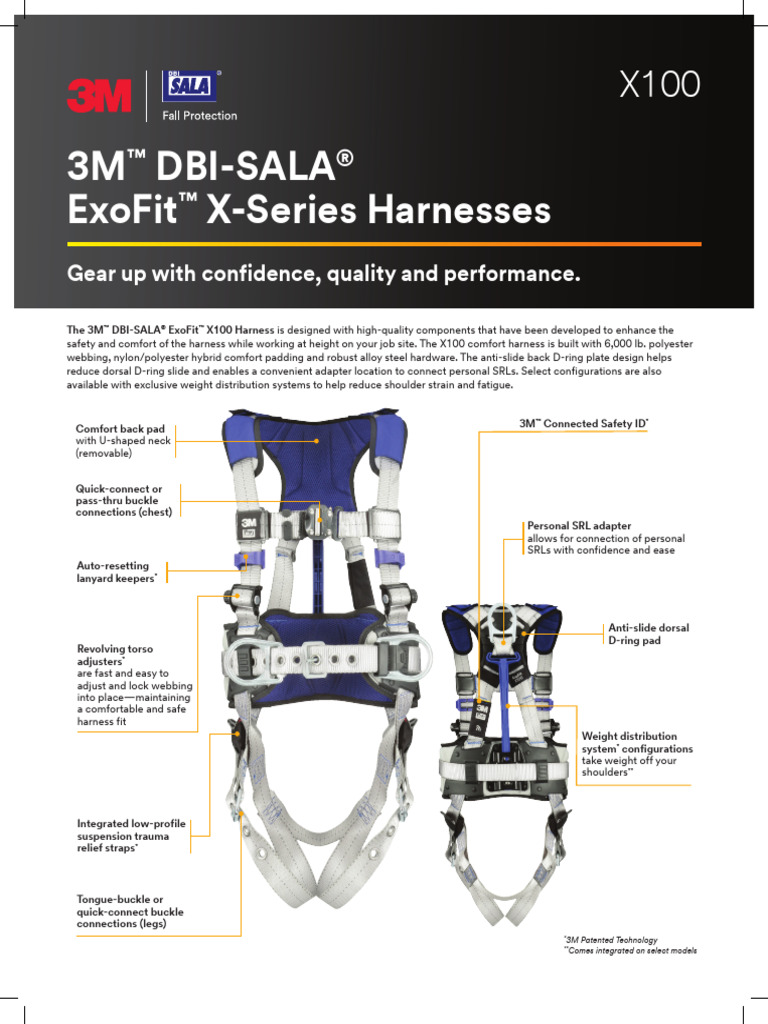 3M DBI SALA ExoFit X Series Harnesses X100 Sell Sheet HR | PDF