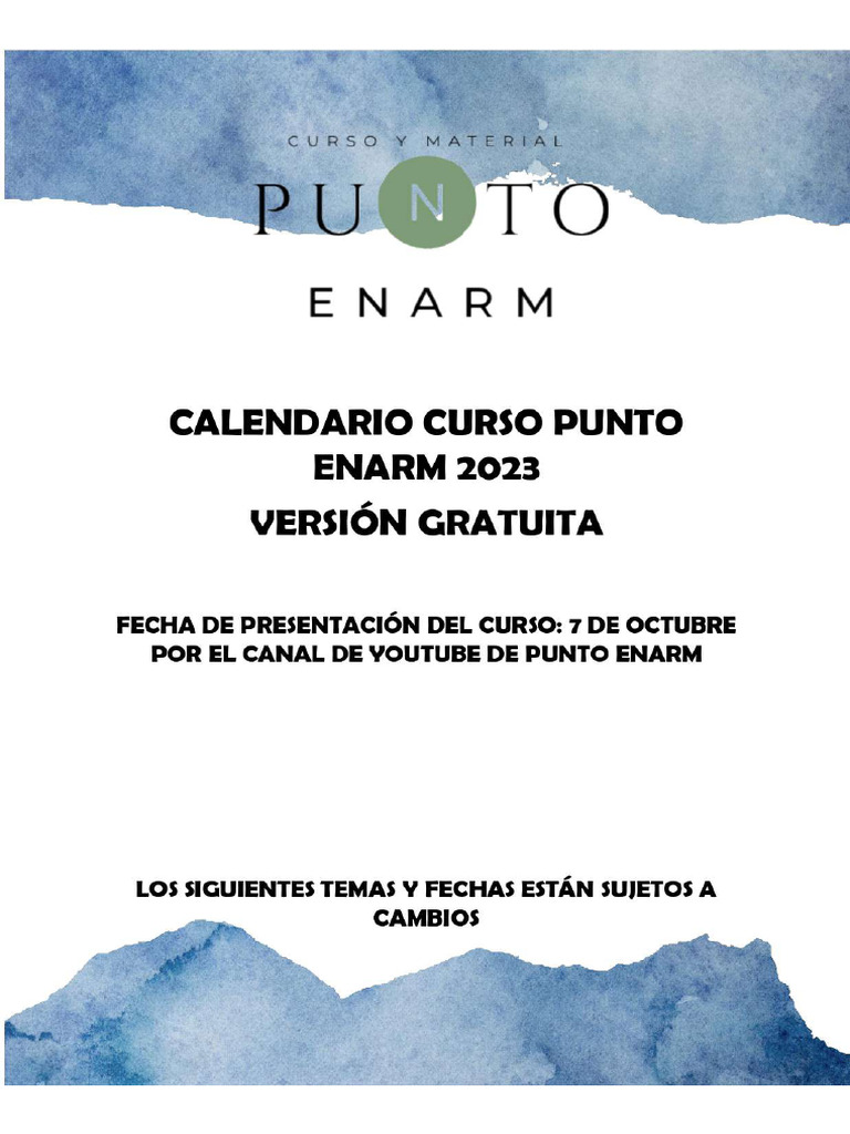 Calendario Punto Enarm 2023 Curso Gratuito Youtube | PDF