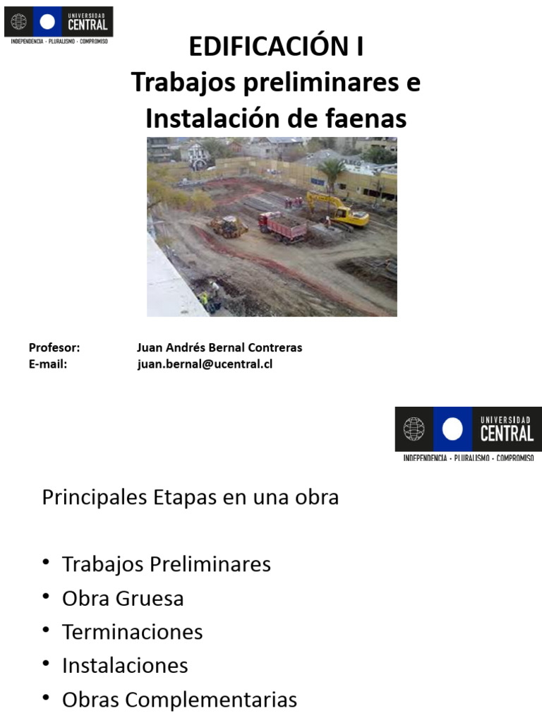 Clase 01e - Obras Preliminares e Instalación de Faenas | PDF | Hormigón | Andamio