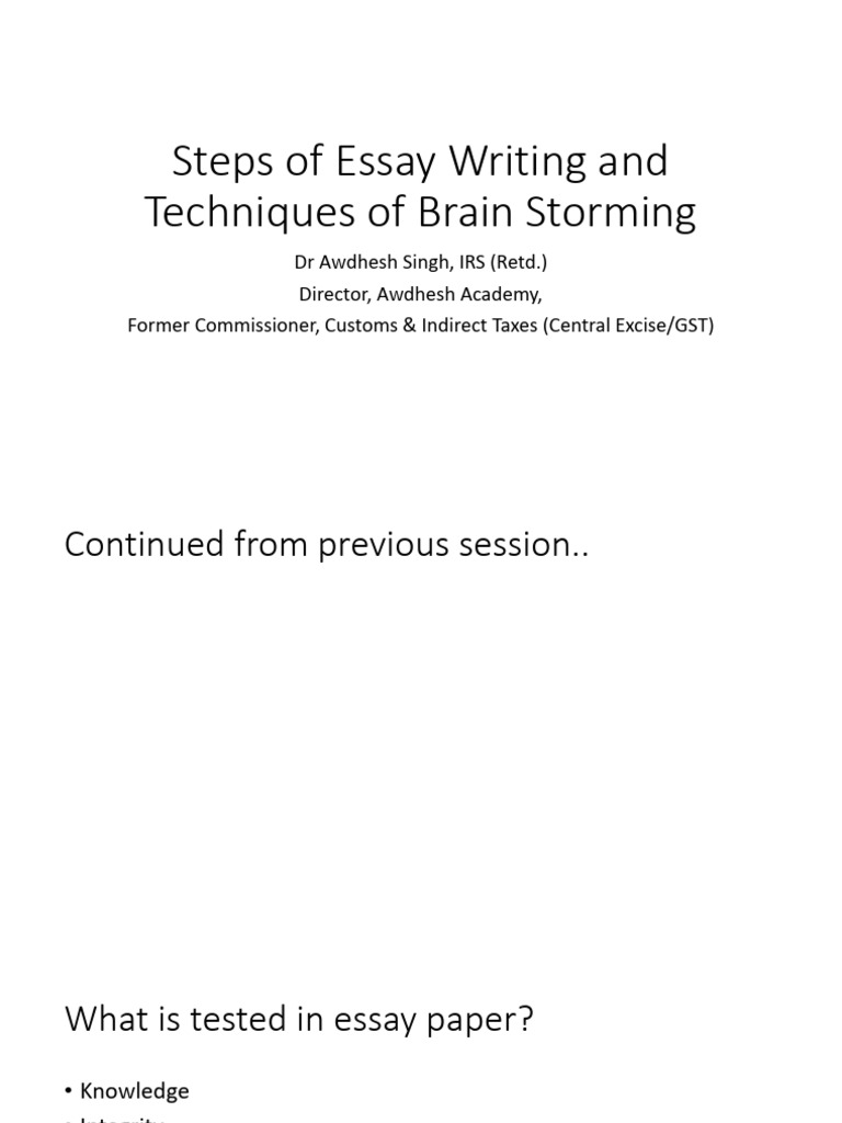 Steps of Essay Writing and Techniques of Brain Storming | PDF ...
