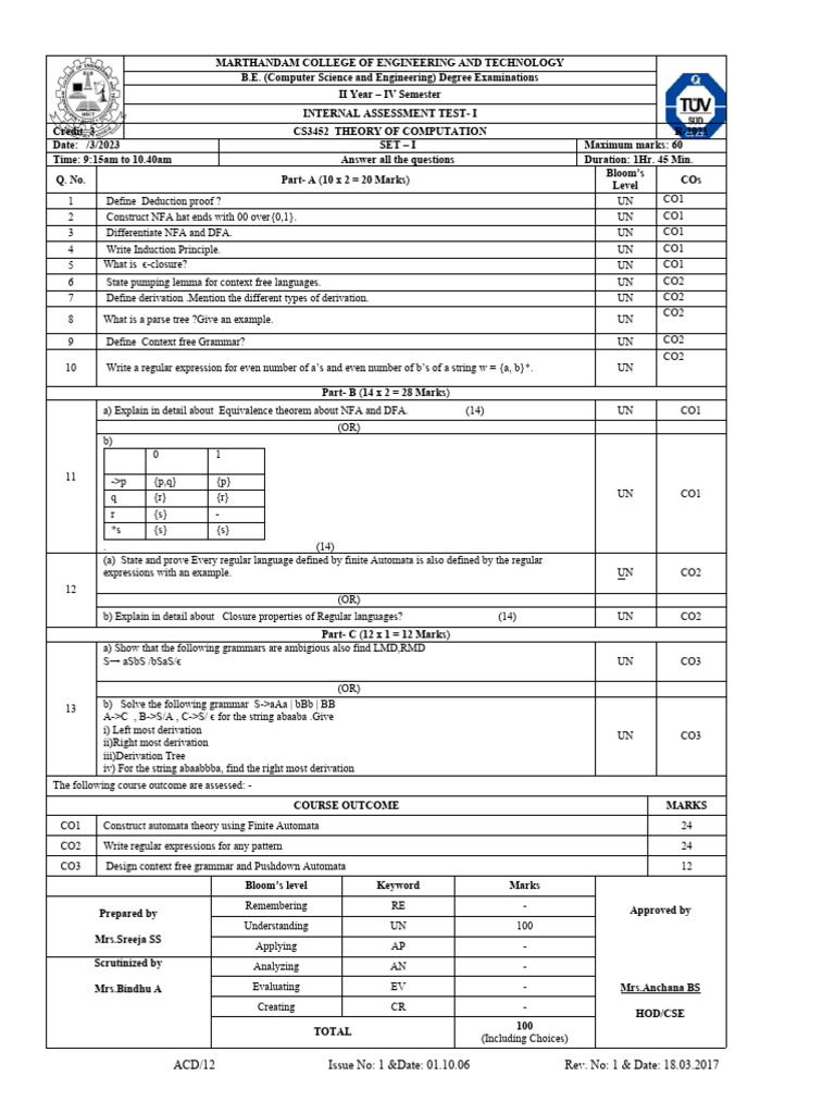 Internal-1 QP R2021 | PDF