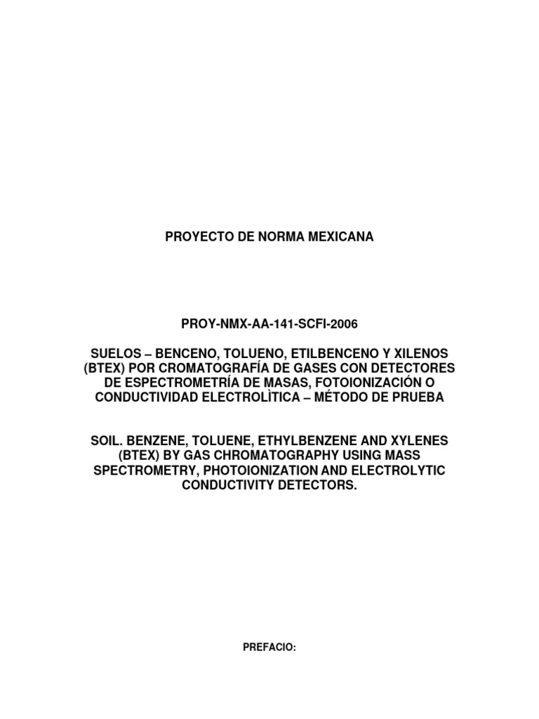 Proy NMX Aa 141 SCFI 2006 | PDF | Cromatografía de gases | Gases