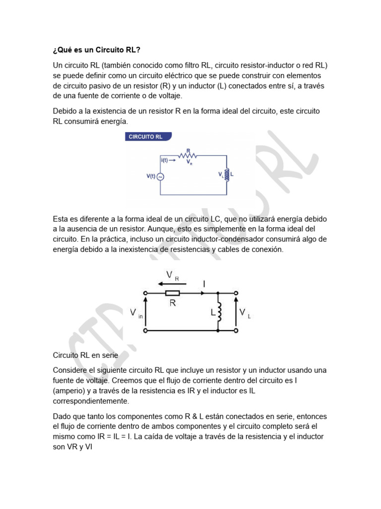 Circuito RL | PDF | Red eléctrica | Inductor
