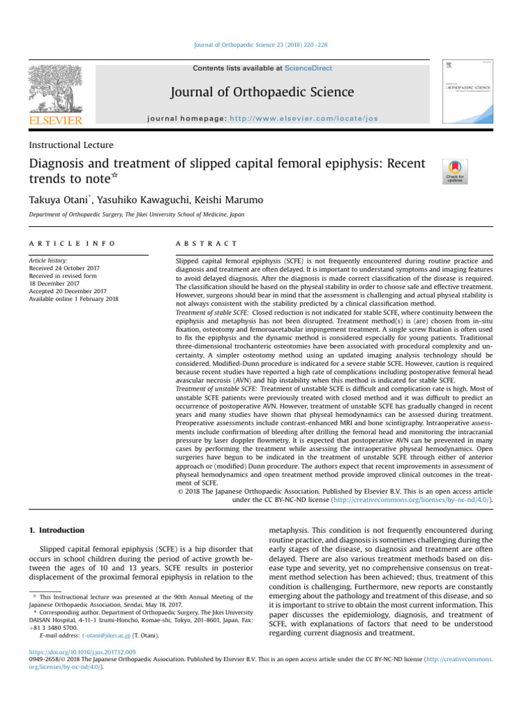 Diagnosis and Treatment of Slipped Capital Femoral | PDF | Medical ...