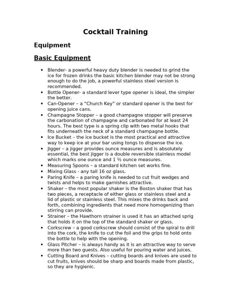 Good 80480316 Cocktail Training | PDF | Martini (Cocktail) | Drink