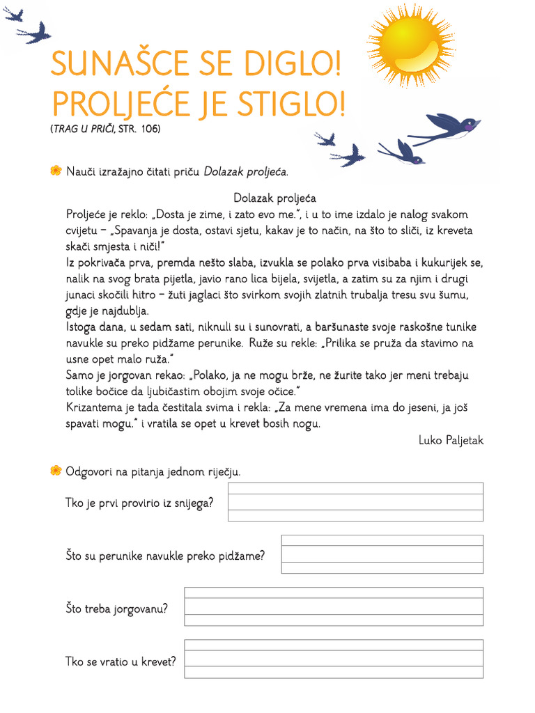 Sunasce Se Diglo Proljece Je Stiglo STR 106 | PDF