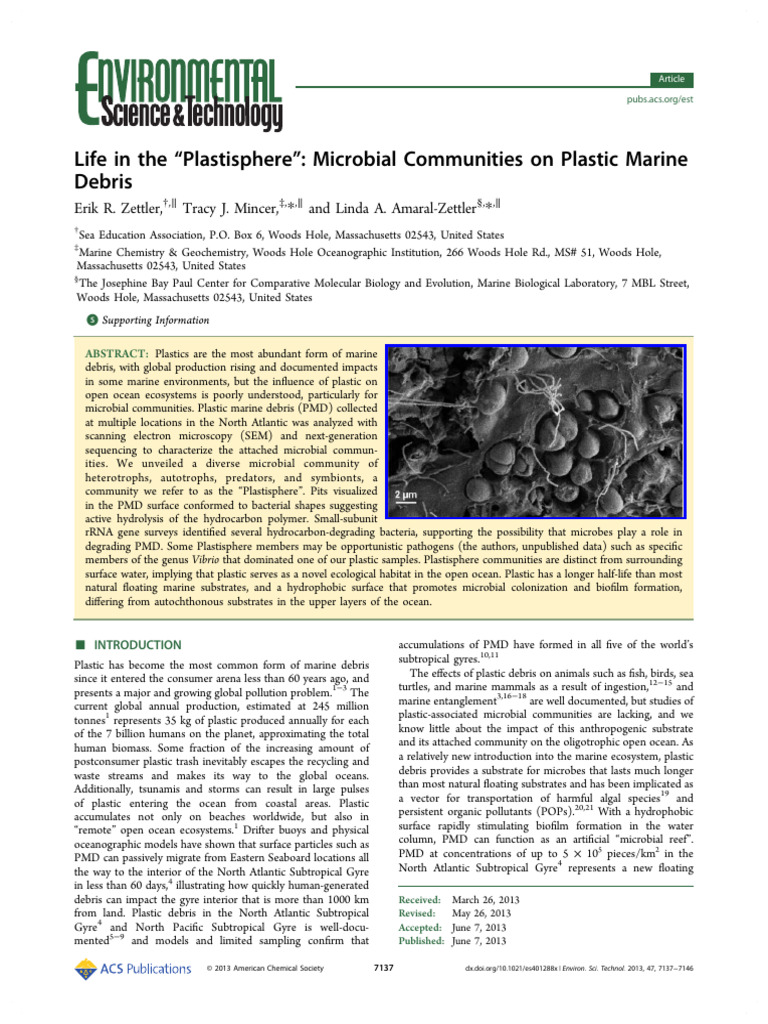 Life in The "Plastisphere": Microbial Communities On Plastic Marine ...