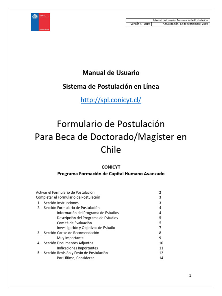 Manual Formulario de Postulacion | PDF