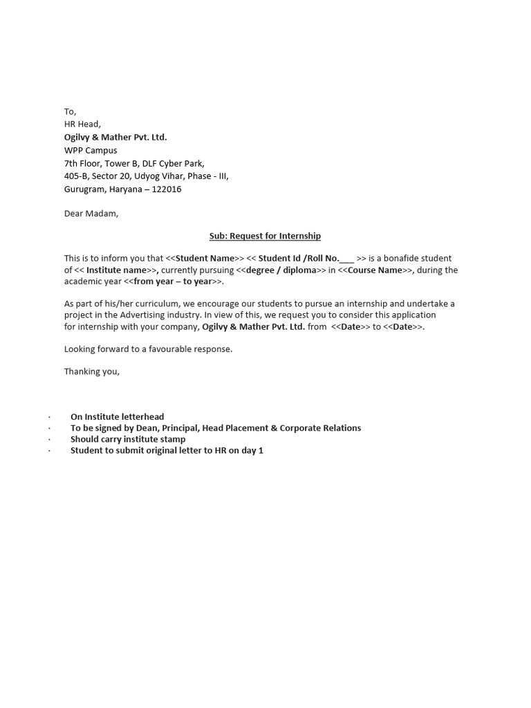 College Letter Format - Ogilvy | PDF