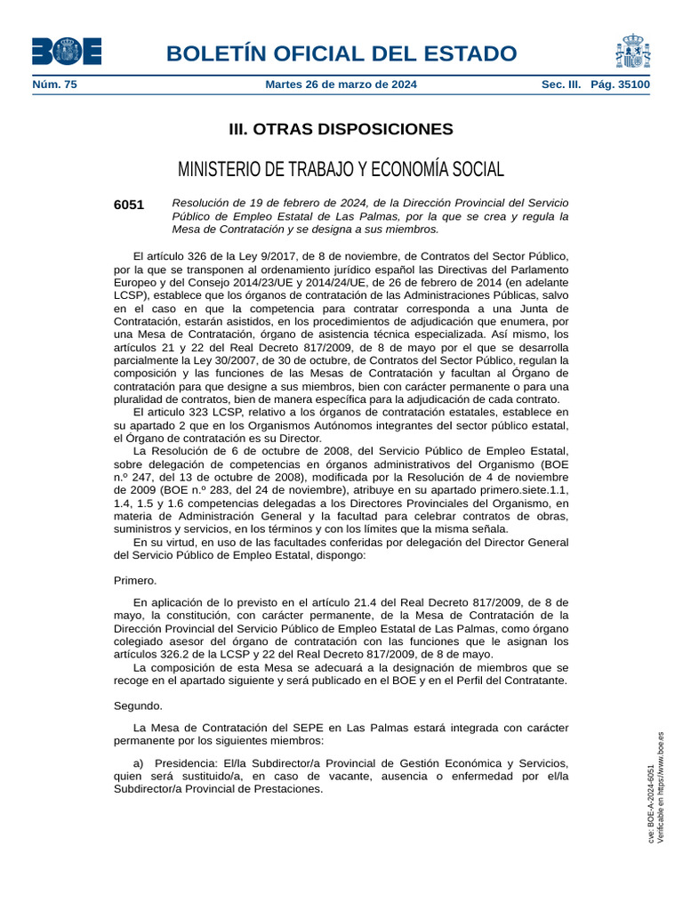 Boe A 2024 6051 | PDF | Gobierno