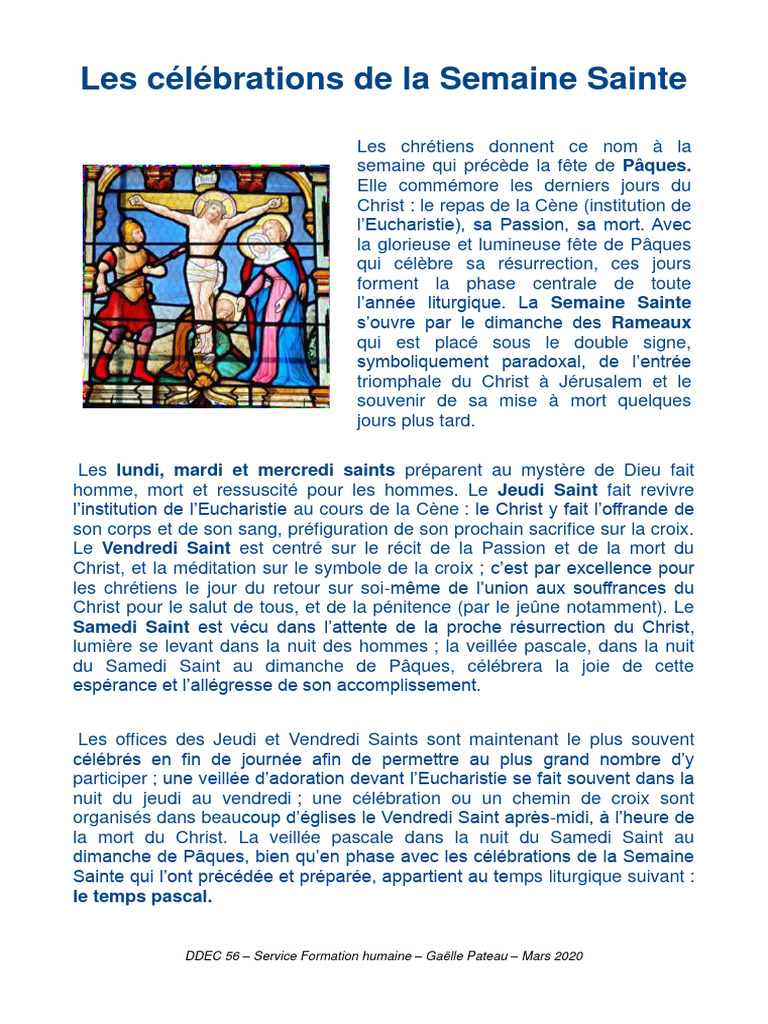 Les Célébrations de La Semaine Sainte | PDF | Pâques | Eucharistie