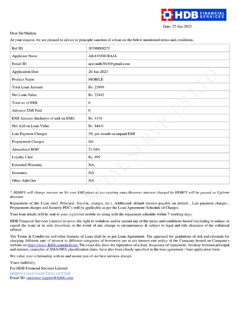 SANCTION_LETTER | PDF