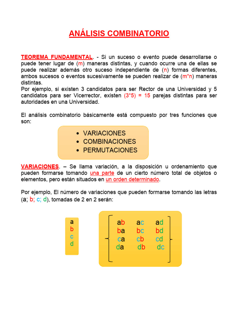 Teoria Combinatoria | PDF | Permutación | Combinatoria