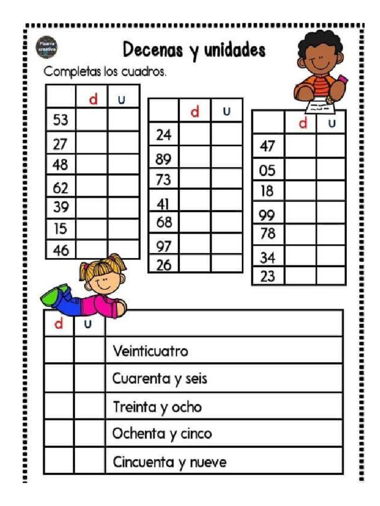 Actividad Unidades y Decenas 1 | PDF