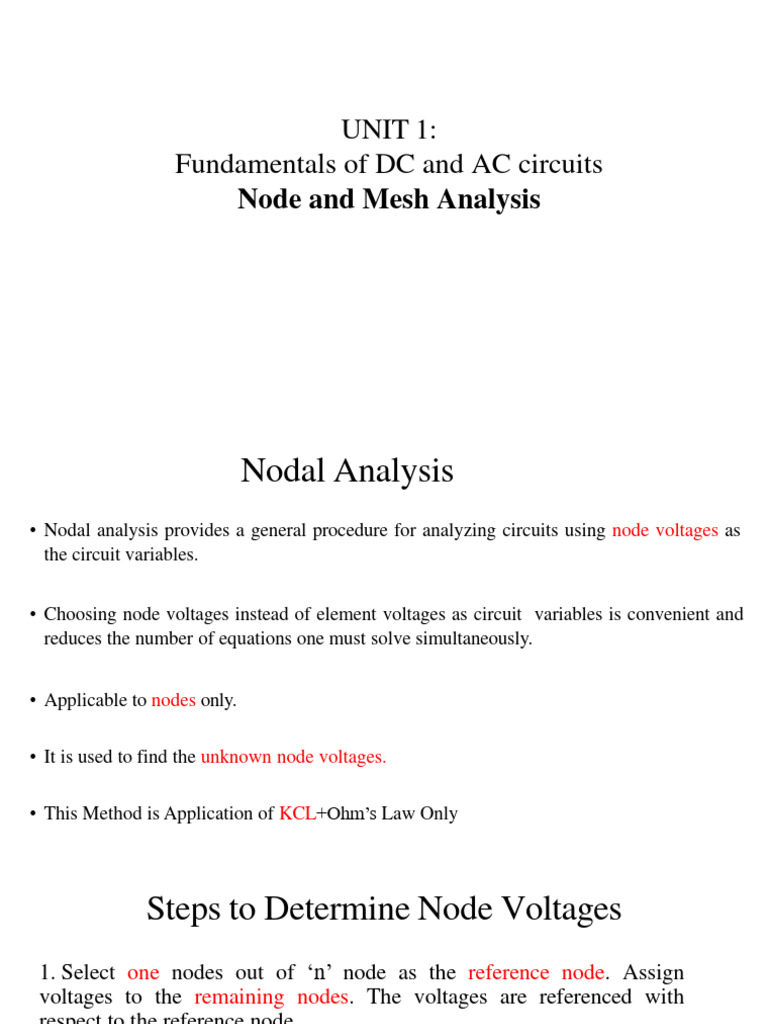 Unit 1 - Lecture 4 and 5 | PDF | Electrical Network | Voltage