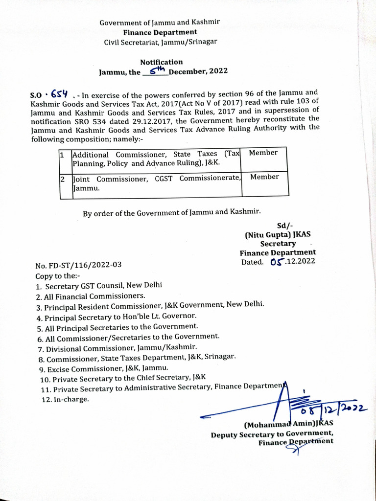 J&K GST Advance Ruling Authority Order003 | PDF