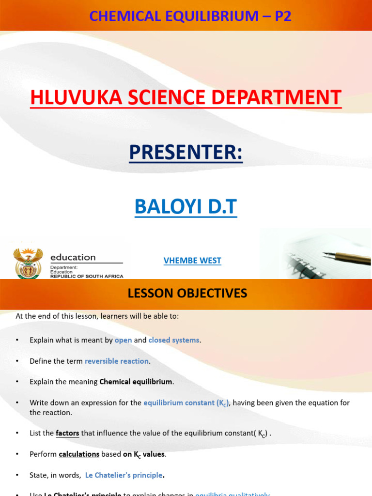 Lesson 2 - Chemical Equilibrium | PDF | Chemical Equilibrium | Chemical Reactions