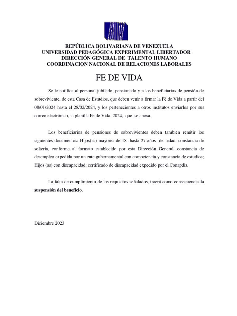 Fe de Vida 2024 | PDF | Ciencias sociales