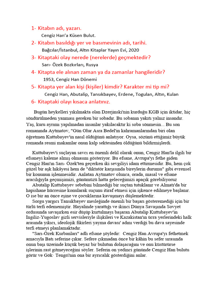 Cengiz Han'a Küsen Bulut | PDF