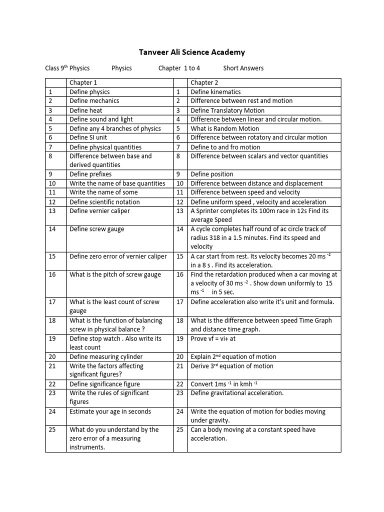 Physics_SQ_9th_ch1_-_4 | PDF | Force | Acceleration