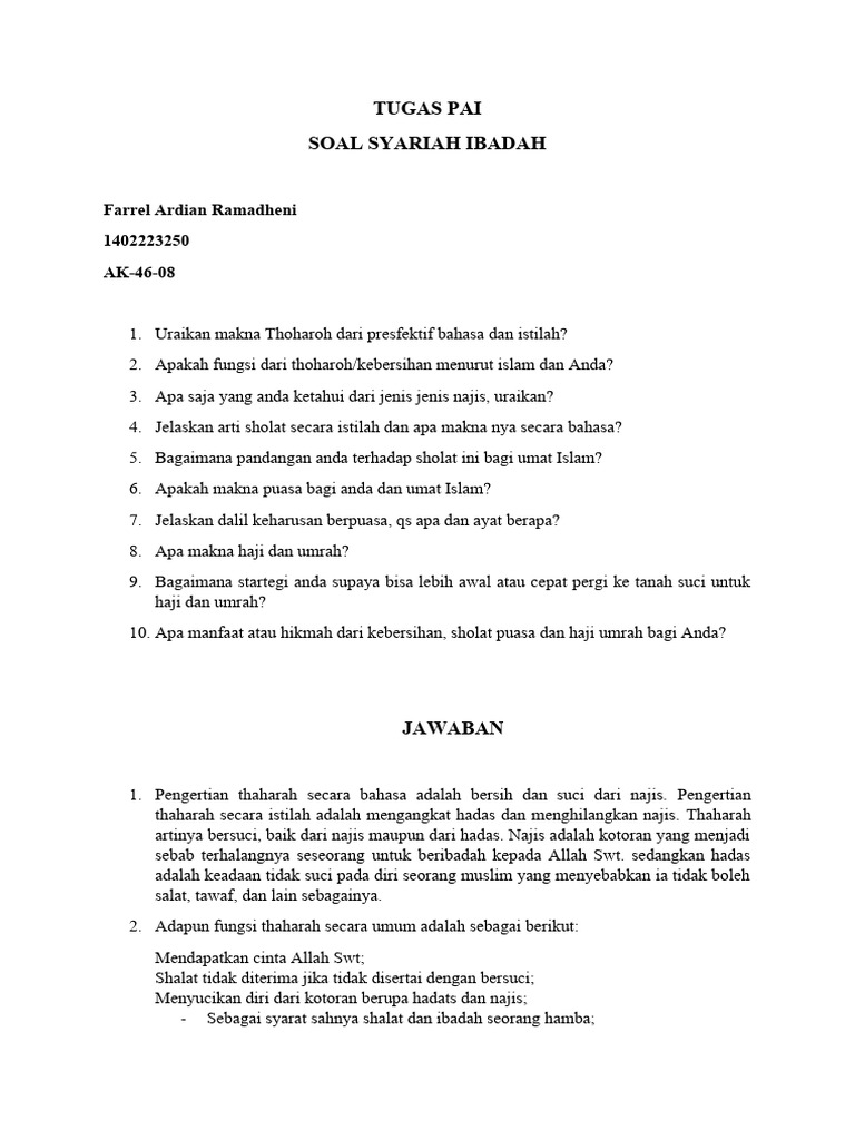 Soal Syariah Ibadah | PDF