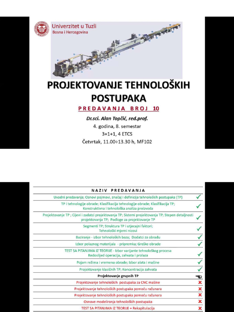 Projektovanje Tehnoloskih Postupaka 10-Predavanje | PDF