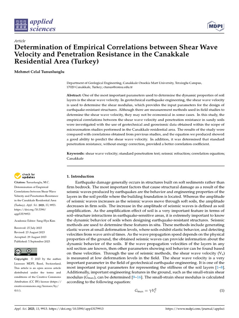 Determination of Empirical Correlations Between SH | PDF | Waves ...