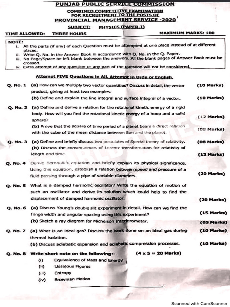 Past Paper Physics | PDF