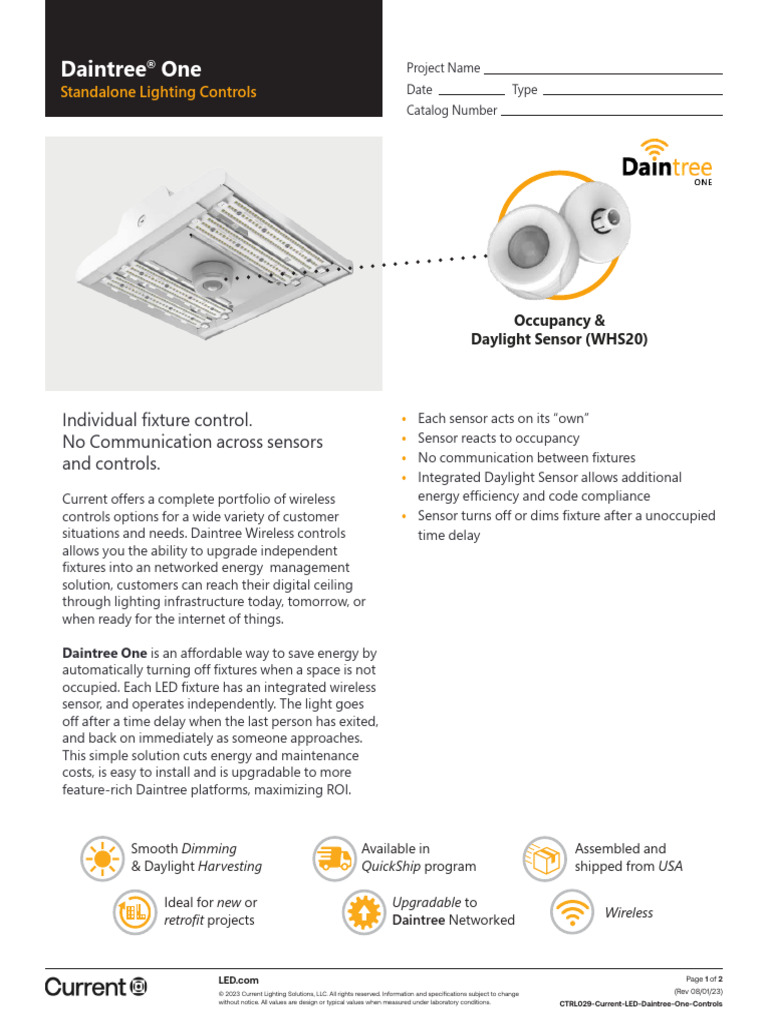 CTRL029 Current LED Daintree One Controls | PDF | Lighting | Computing