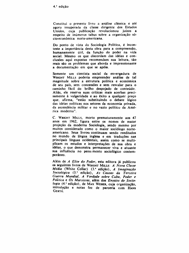 A Elite Do Poder - Wright Mills | PDF