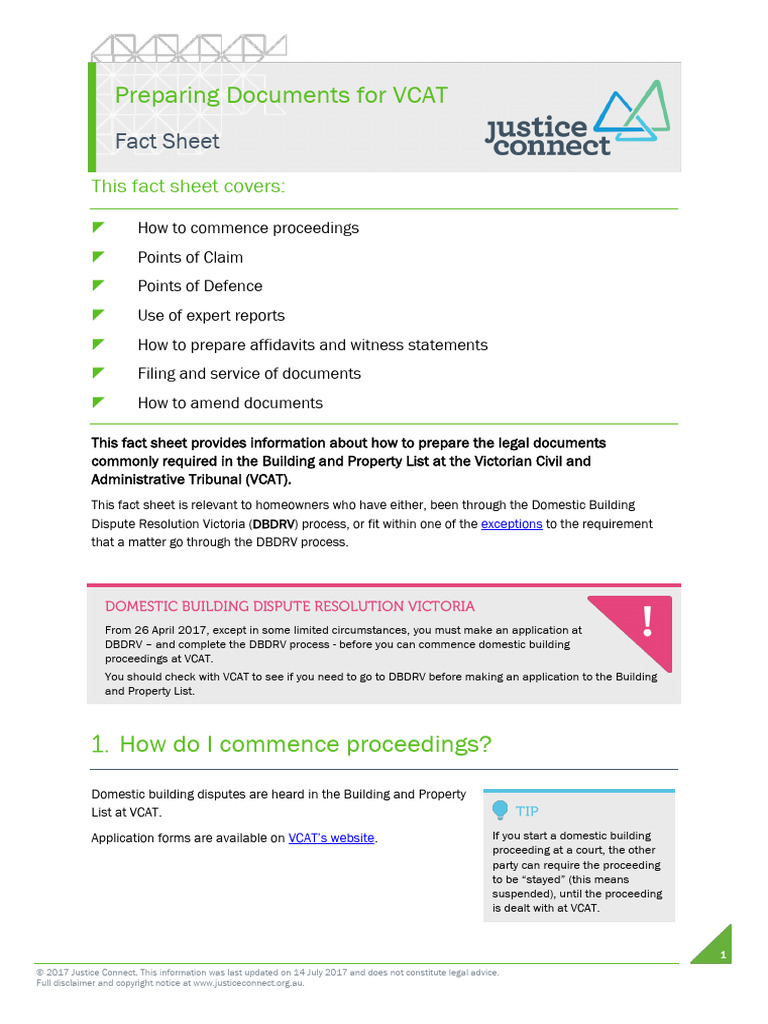 Preparing-VCAT-documents-v1.2 | PDF | Affidavit | Summons