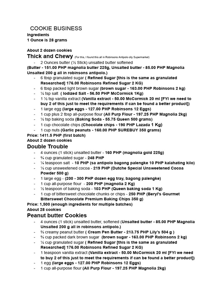 Cookie Business | PDF