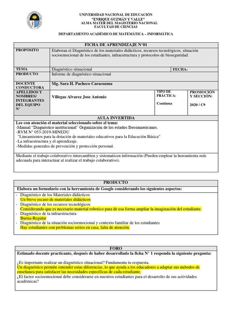 FICHA de APRENDIZAJE N°1 | PDF | Conocimiento | Aprendizaje