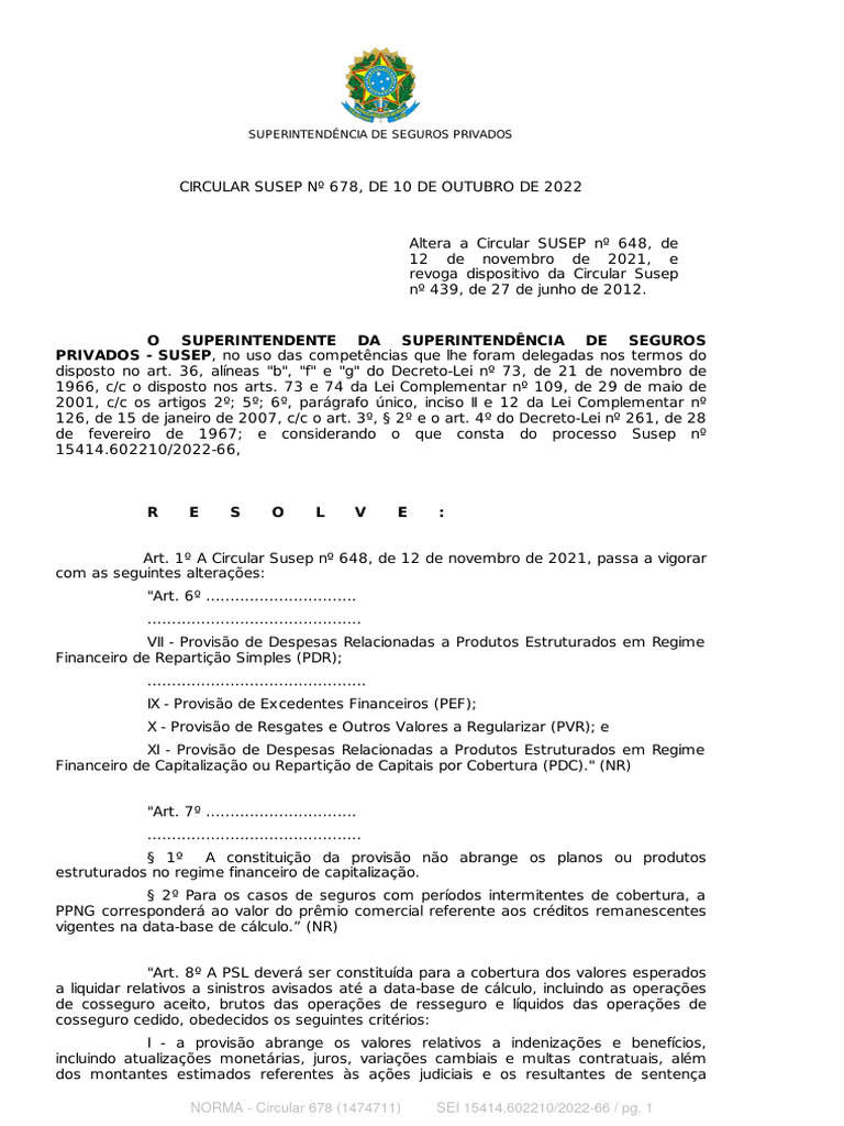 Circular SUSEP 678 | PDF