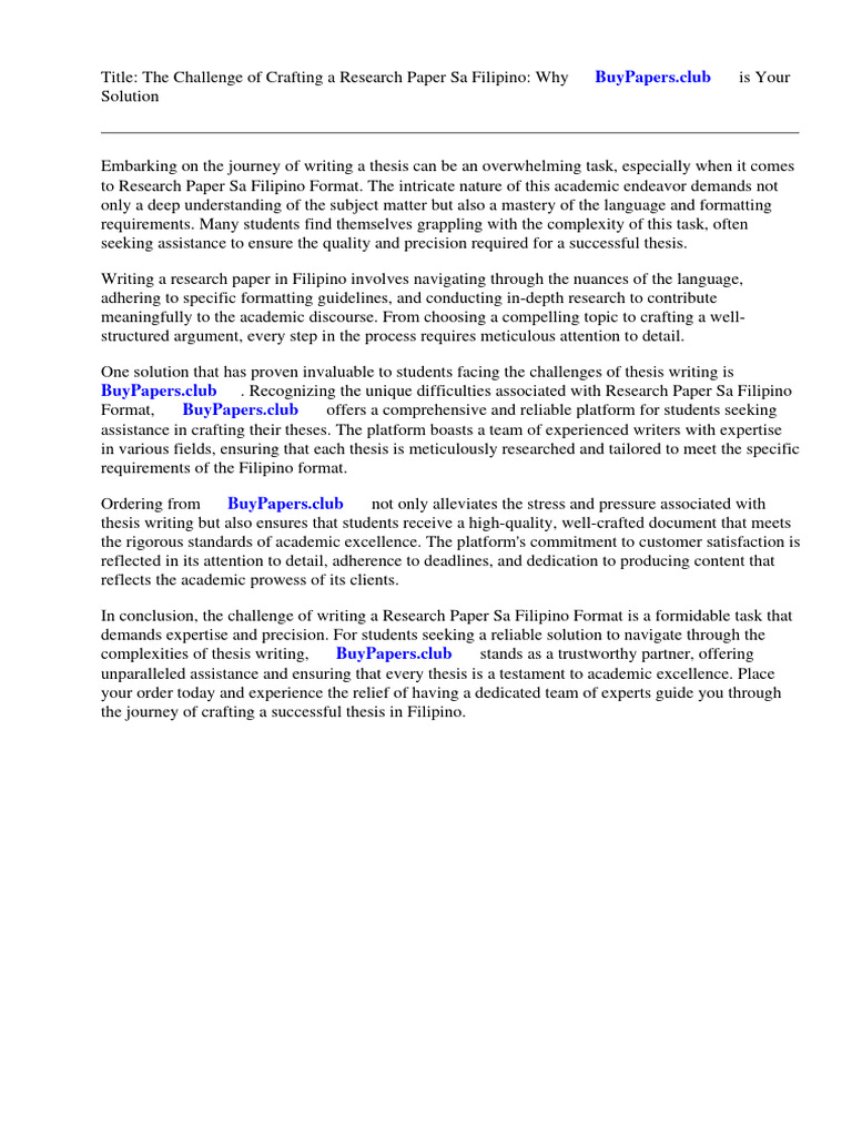 Research Paper Sa Filipino Format | PDF